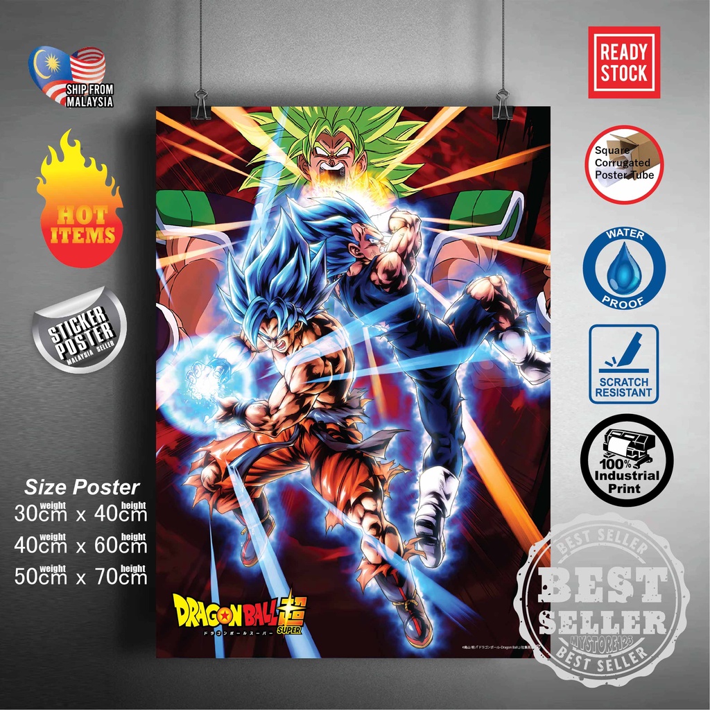 【READY STOCK】Dragon Ball Poster Super Sanyan Goku Vegeta Gohan Frieza ...