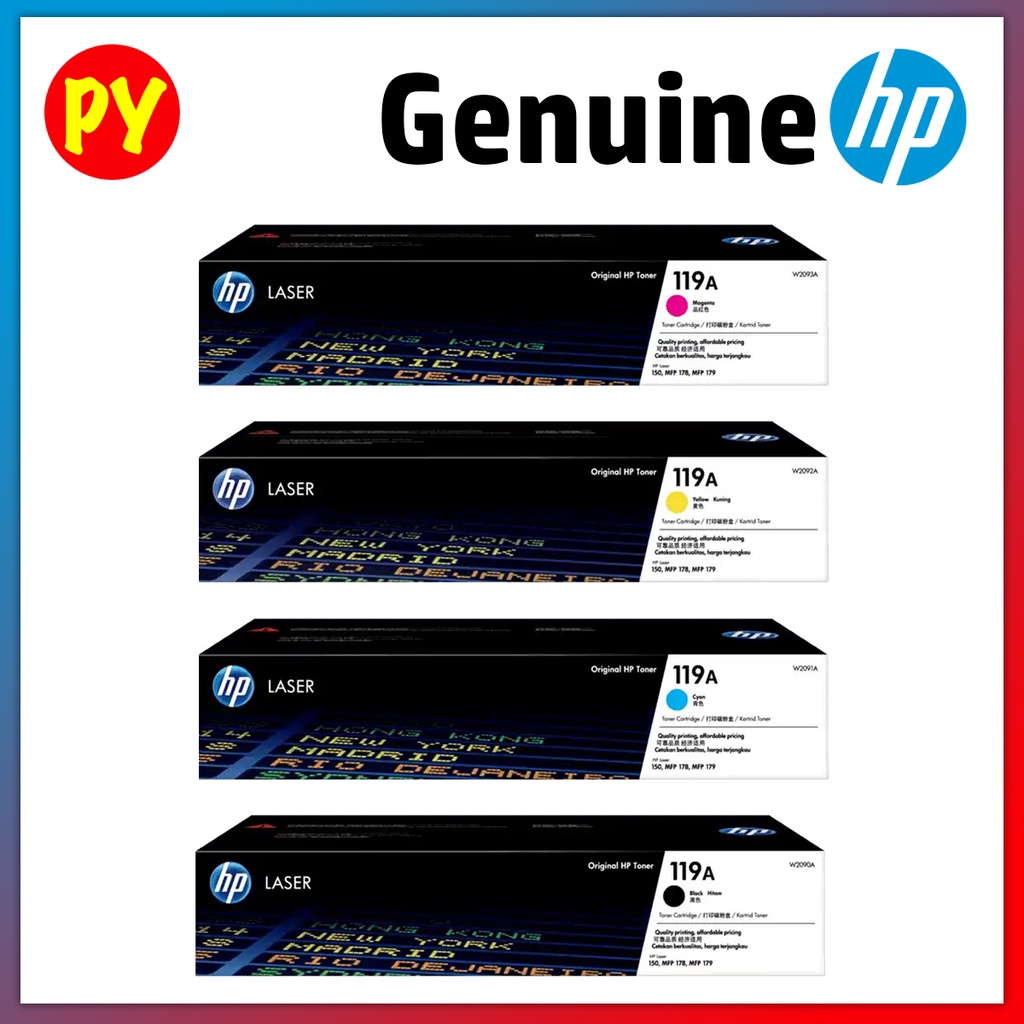 HP 119A Fullset BCMY Original LaserJet Toner Cartridge (W2090A W2091A ...