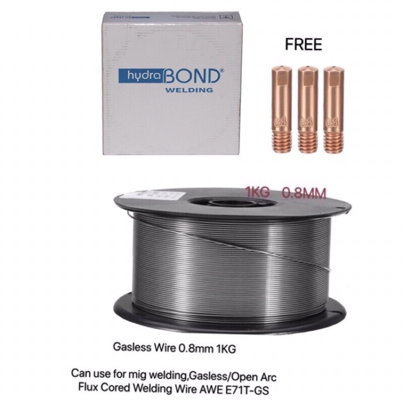 GASLESS 0.8mm 1KG Gas Flux Cored MIG Welding Wire FOC 3pcs TIPS WELDING ...