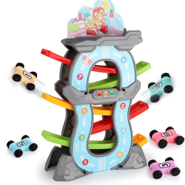 6 Tracks Ladder Gliding Car Ramp Racer Speeding Car Toy Set Multi-level ...