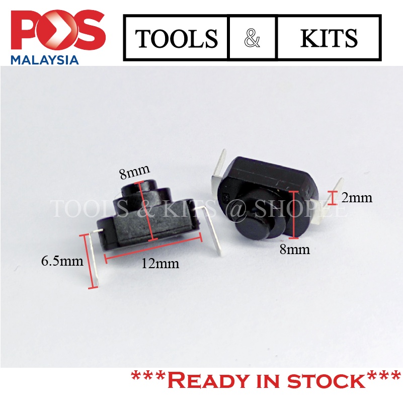 2-Pin Self-Locking Mini Button Press Switch Torch Light Electric Cooker ...