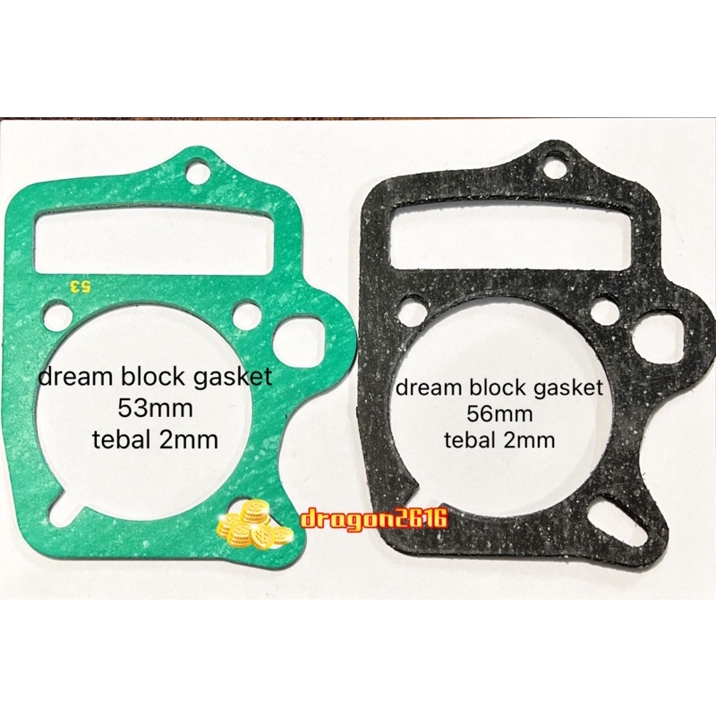 🔥dream gasket block 53mm 56mm tebal 2mm honda ex5 dream kriss 100 wave ...