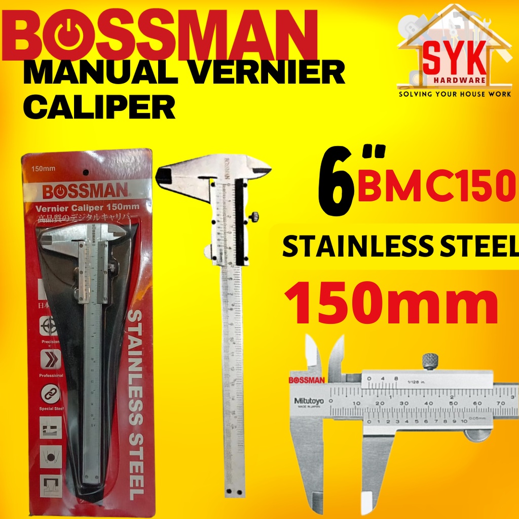 SYK BOSSMAN BMC150 Stainless Steel Vernier Caliper Manual Vernier ...