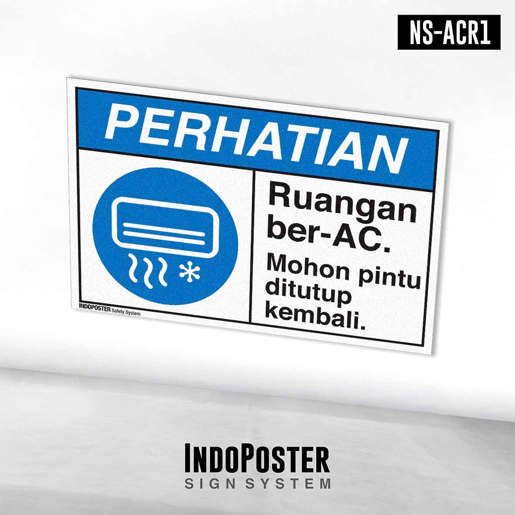 Safety Sign Sticker K3ANSI/ ISO Room with AC Please Close the Door ...