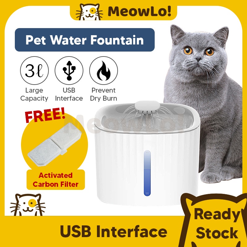 MeowLo Cat Water Fountain 3L Pet Water Dispenser Dog Cat Water Feeder ...