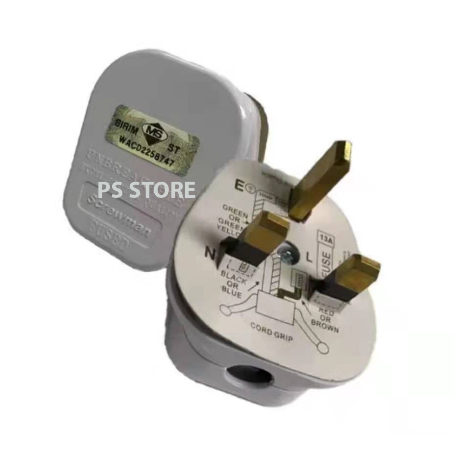 Screwman 13A Plug Top 3 Pin Plug with Sirim Approved | Shopee Malaysia