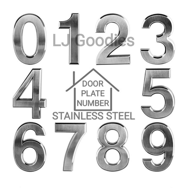 Solid Stainless Steel House Door Address Number Digit Plate/ Nombor ...