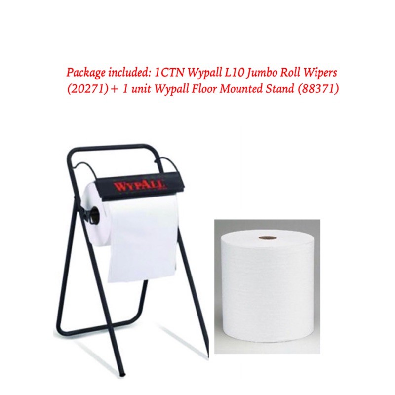 1CTN Wypall L10 Jumbo Roll Wipers (20271) +1 Unit Wypall Floor Mounted ...