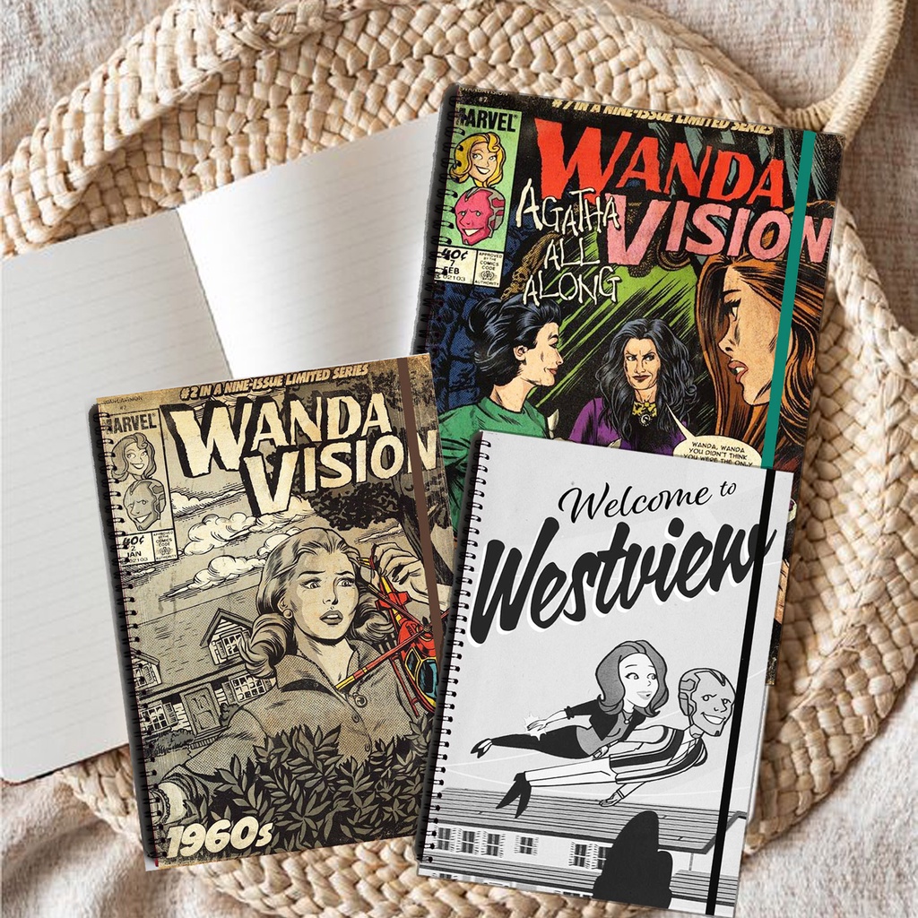 Wanda VISION Vintage Marvel Aesthetic Ruled Grid Dotted Notebook Diary ...
