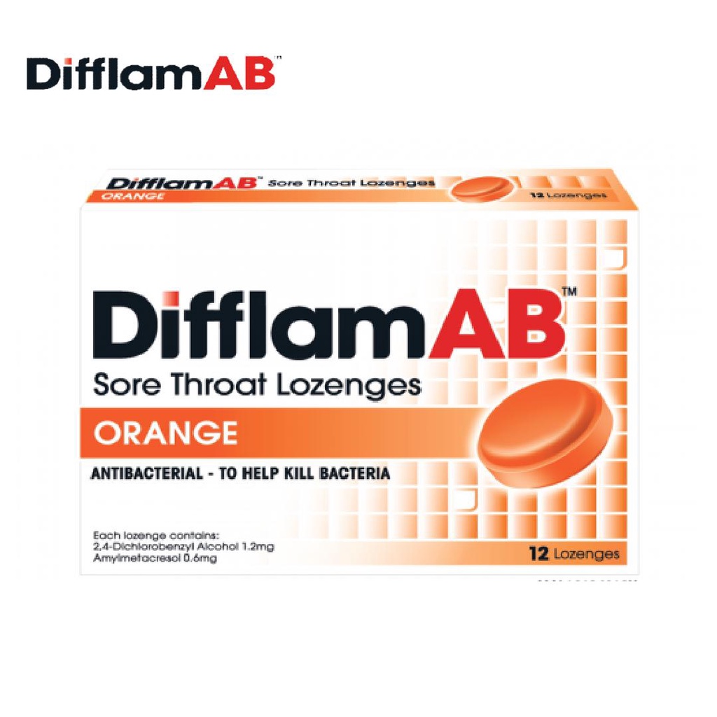 Difflam AB Sore Throat Lozenges 6's/Pack & 12's/Box ( Orange / Lemon ...