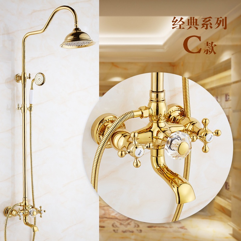 Rose gold shower set European-style copper shower faucet household ...