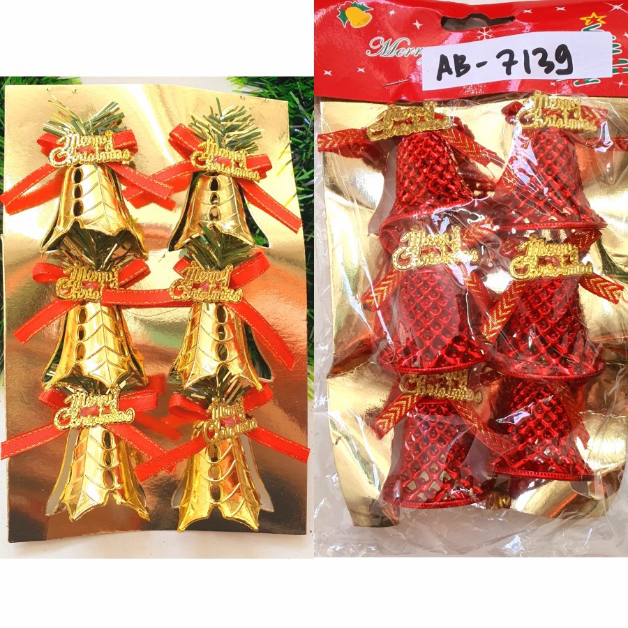 MERAH Christmas Bells Set Of 6-pack Red Gold Christmas Bell Gift Parcel ...