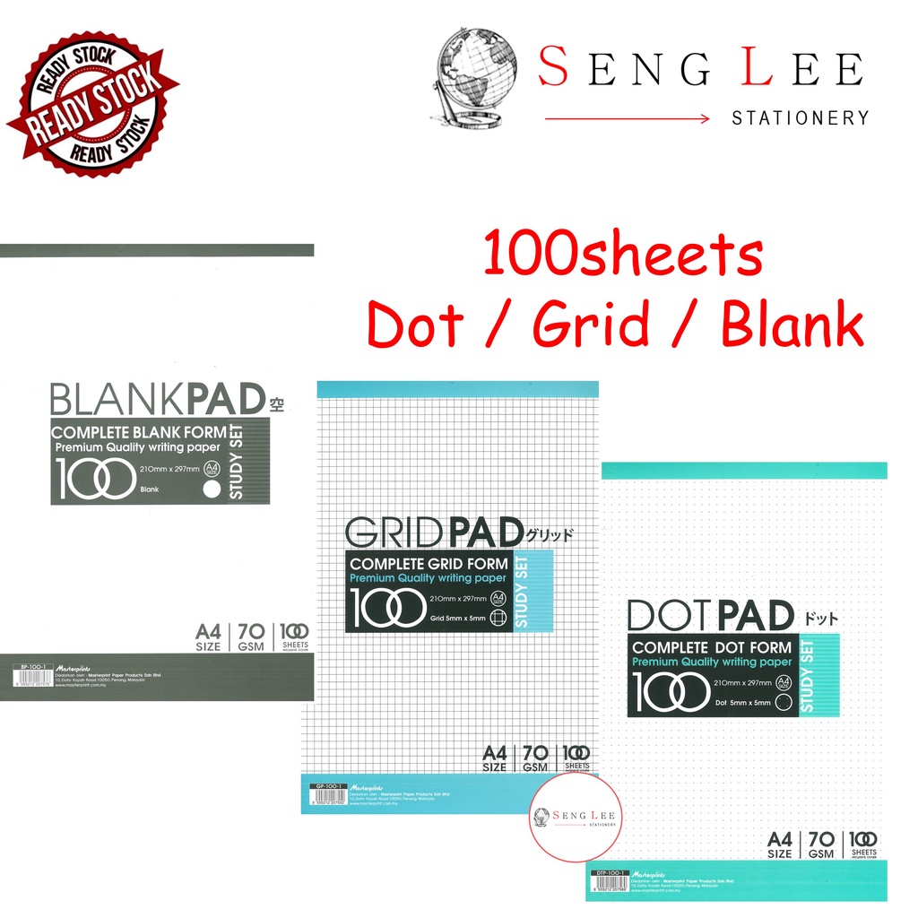 Masterprint A4 Test Pad Note Pad Exam Pad 70 GSM ( Dot / Grid / Blank ...