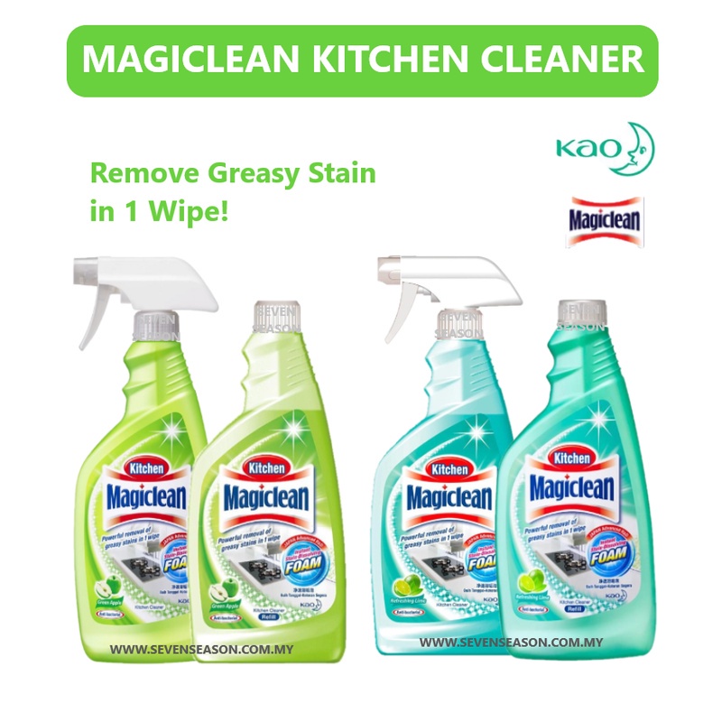 KAO MAGICLEAN KITCHEN CLEANER 500ML SPRAY REMOVE GREASE WITH 1 WIPE CLEAN STOVE OVEN ...