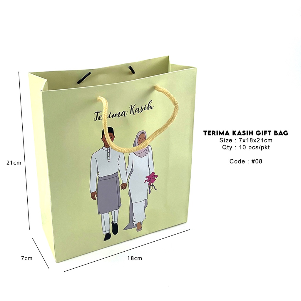 10pcs Paper Bag with Handle Goodies Gift Bag Wedding Party Beg Kertas ...