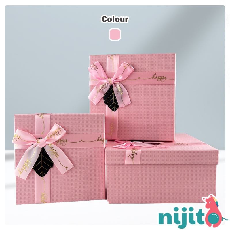 Nijito - Square Pink Birthday Present Box Storage Box Birthday Gift Box ...