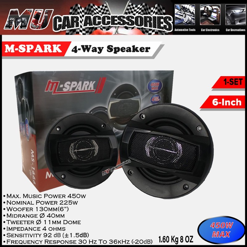 M Spark 6" Inch 450W 4 Way Car Coaxial Speaker (2PCS) | Shopee Malaysia