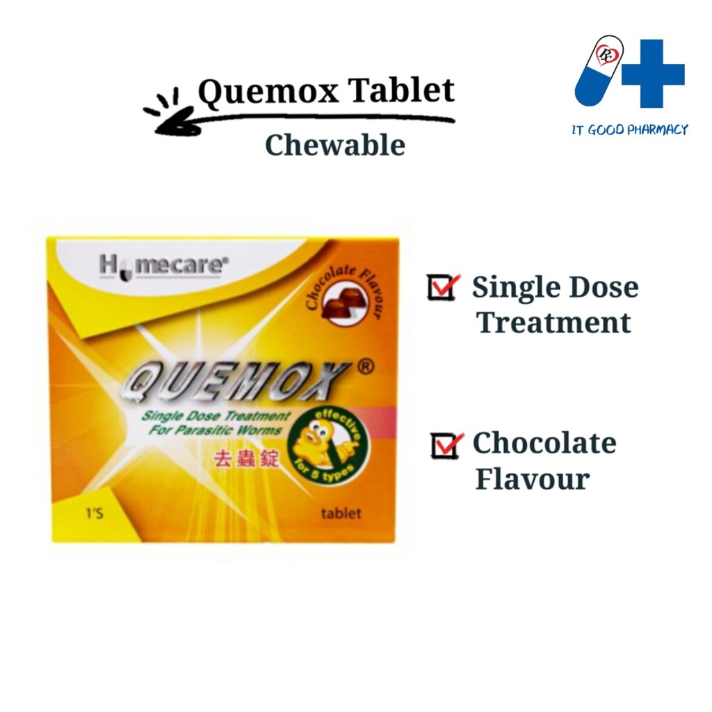 Quemox Deworm Chewable Table 1's (Ubat Cacing) | Shopee Malaysia