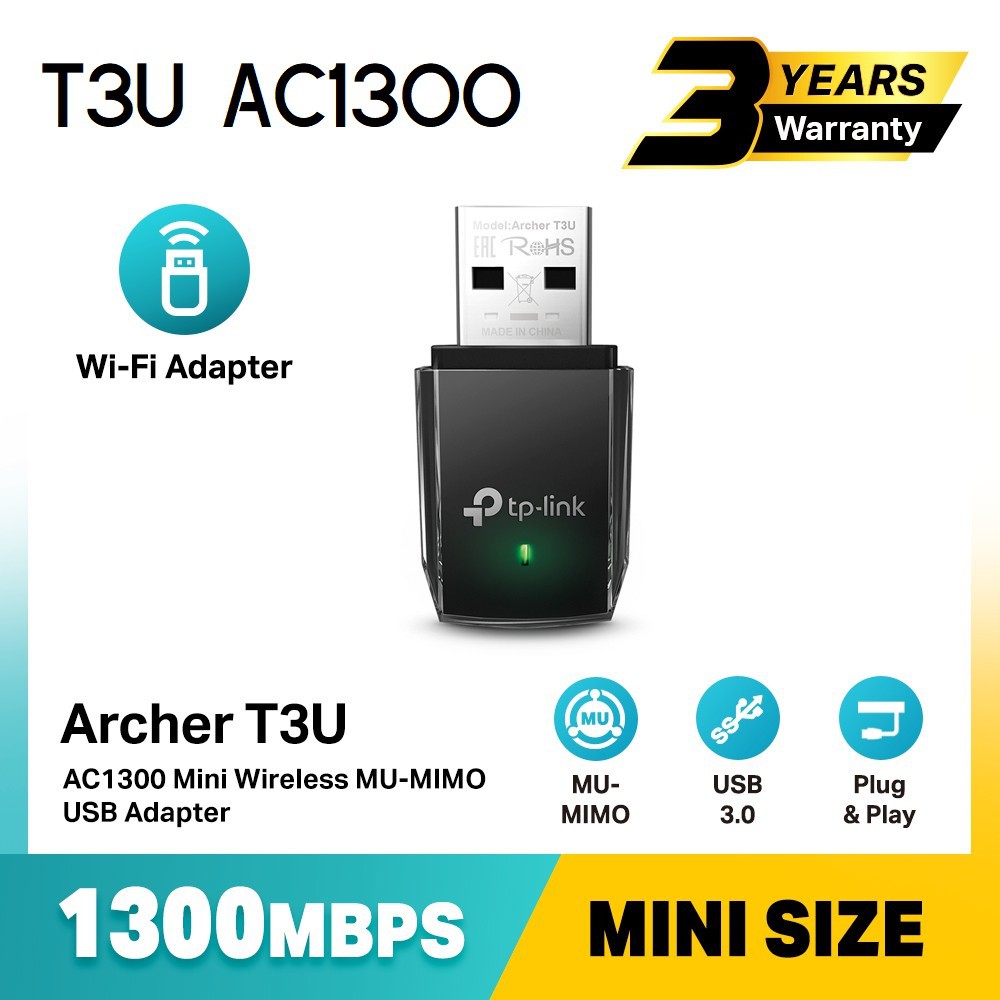 ARCHER T3U T4U AC1300 Mini Wireless MU-MIMO USB WiFi Adapter Archer T3U ...