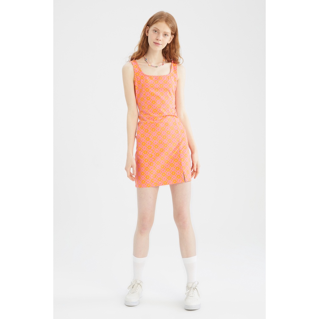 Defacto Sleeveless Patterned Mini Dress Female Shopee Malaysia