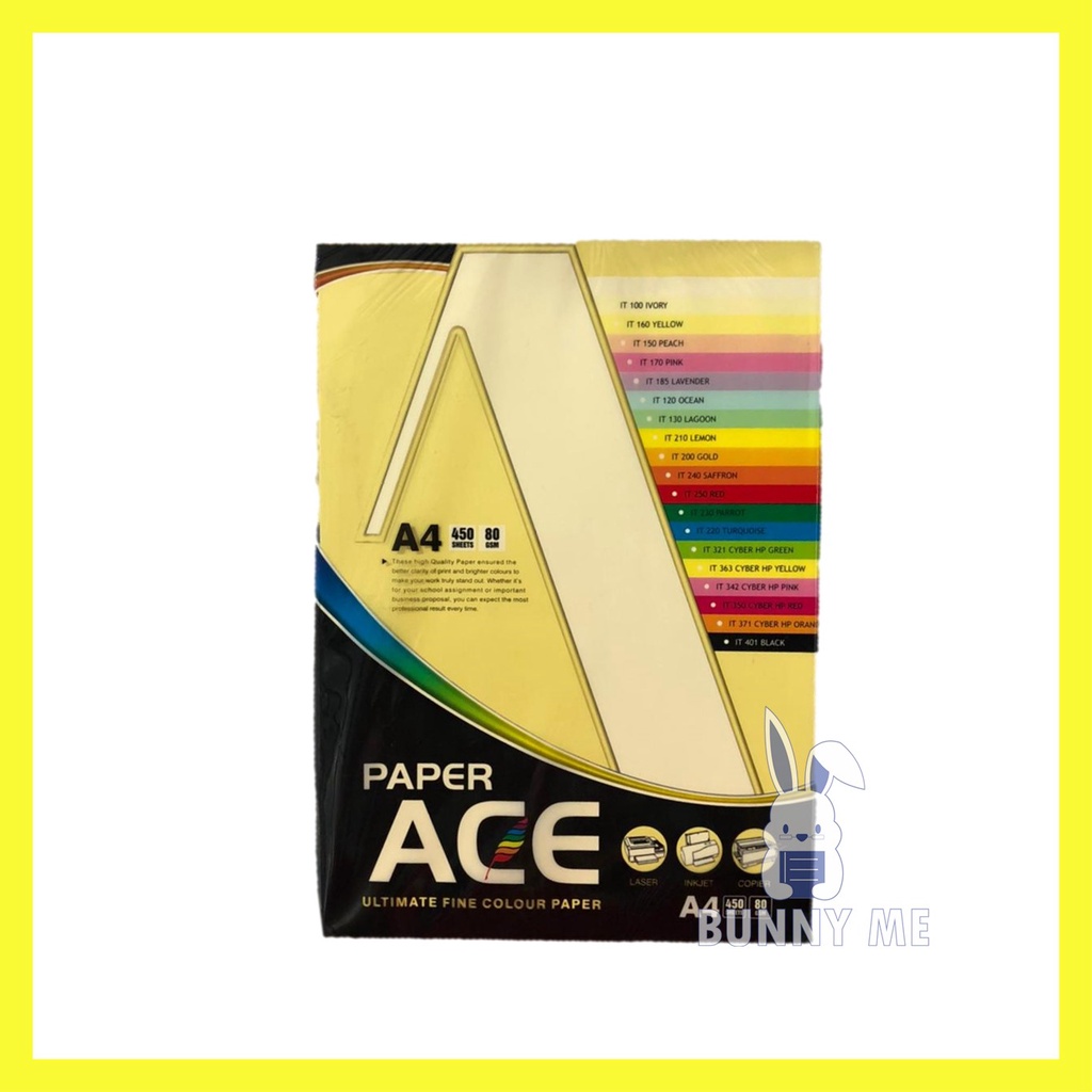 ACE COLOUR PAPER 80GSM A4 450SHEETS / KERTAS WARNA // LIGHT // CYBER ...