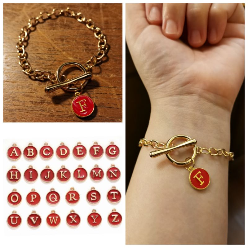 Name Initial Bracelet Alphabet Letter A-Z Charm Dangle Gold Plated Gift ...