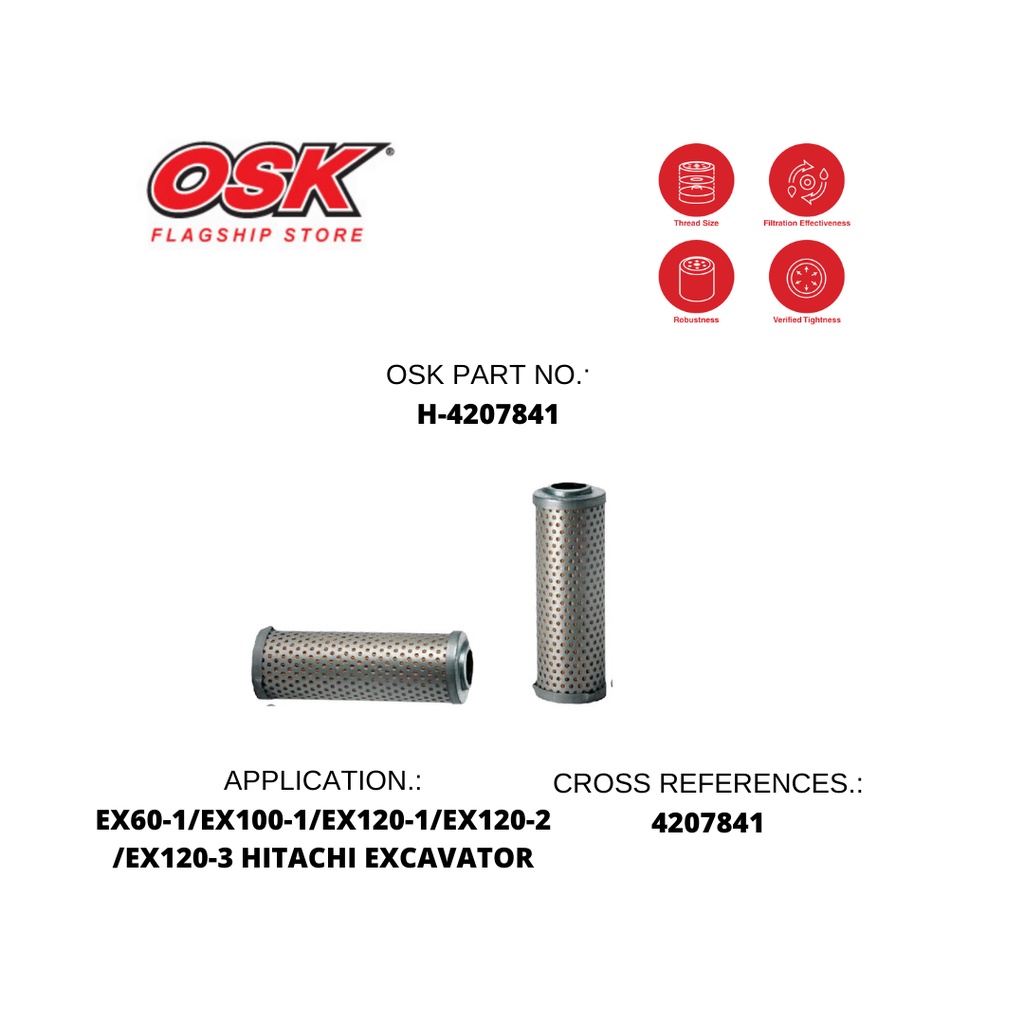 OSK HYDRAULIC PILOT FILTER for EX60-1/EX100-1/EX120-1/EX120-2/EX120-3 ...
