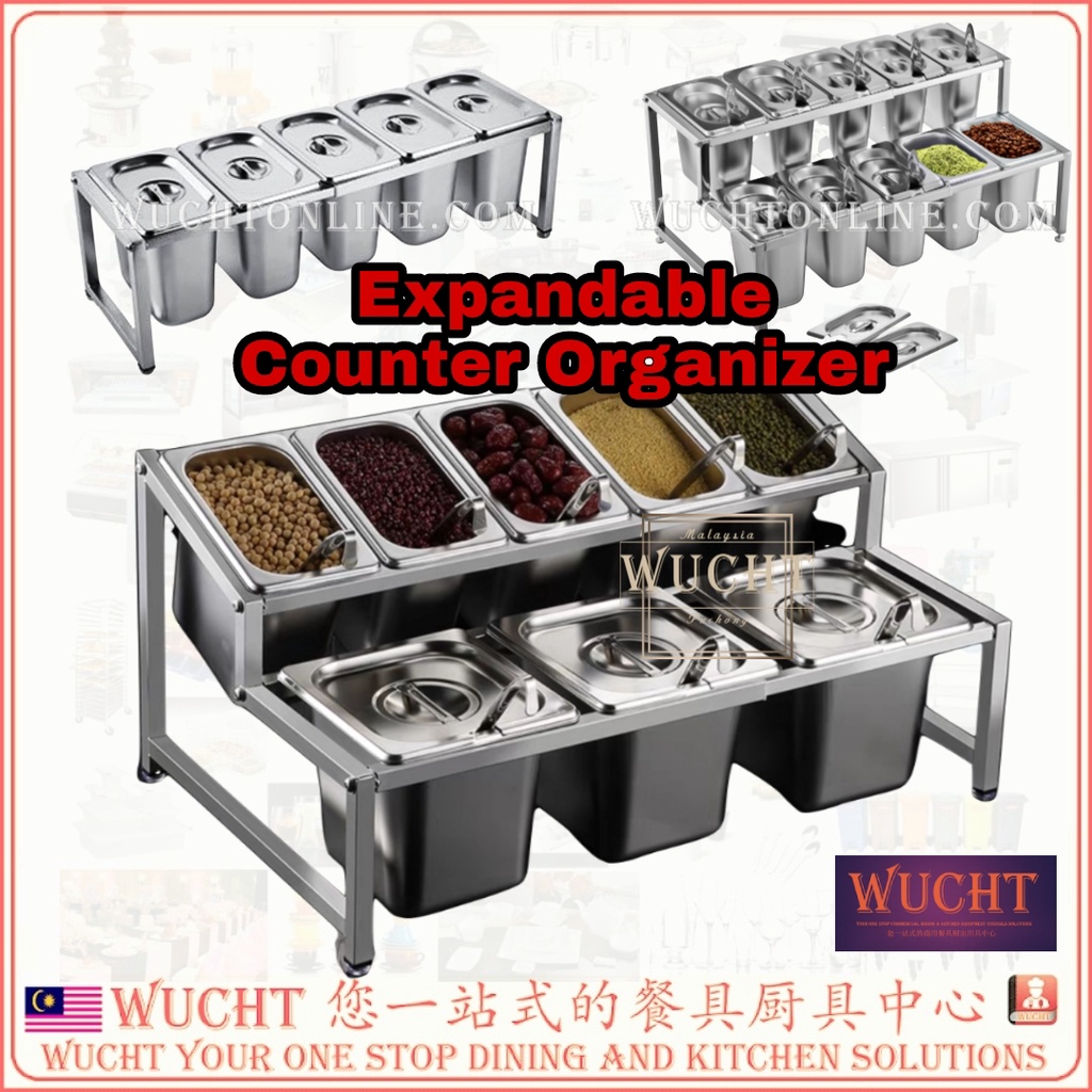 【WUCHT】Expandable 1/4 1/6 1/9 GN PAN Counter Kitchen Spice Condiment ...