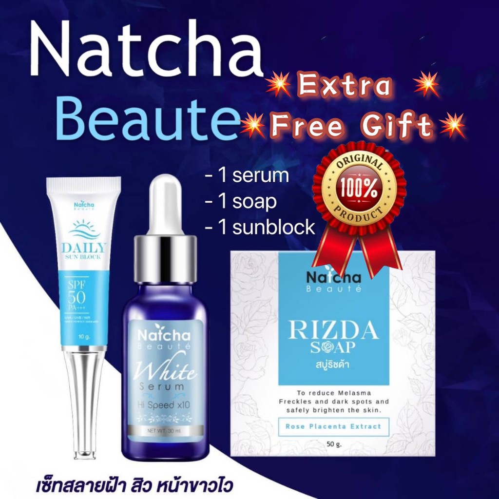 Natcha white serum + Natcha daily sunblock + Natcha beaute soap🔥hot sell combo set 100% original ...