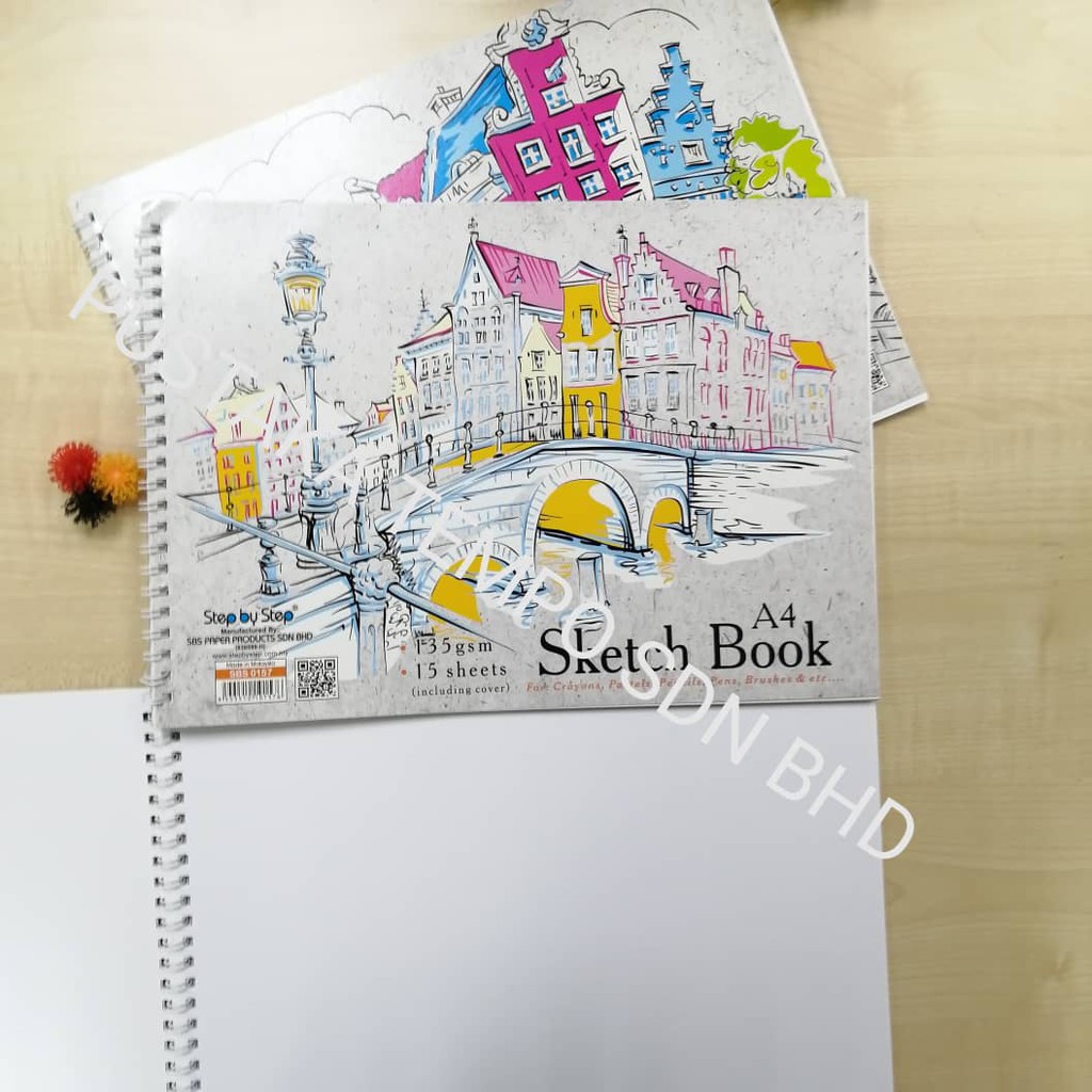 [READY STOCK] A4 Size Sketch Book 135gsm 15 Sheets including cover SBS ...