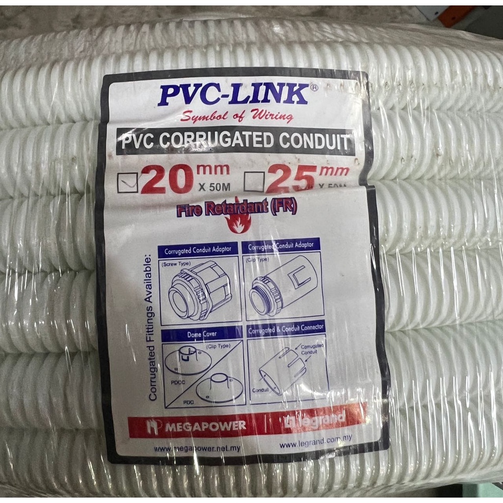 20MM 32MM 40MM 50MM PVC FLEXIBLE CORRUGATED CONDUIT | Shopee Malaysia