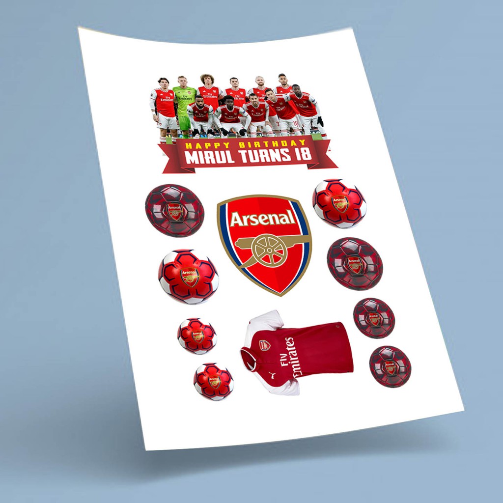 ARSENAL FOOTBALL TEAM CUSTOM NAME & AGE [JPEG FORMAT/FILE] [CAKE TOPPER ...