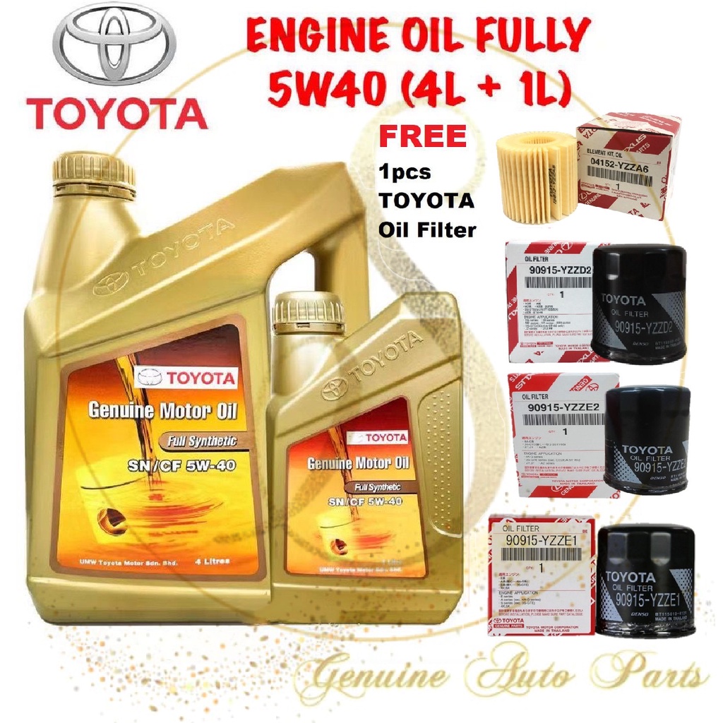 (100% ORIGINAL)TOYOTA ENGINE OIL 5W40 FULLY SYNTHETIC 4L + 1L FREE OIL ...