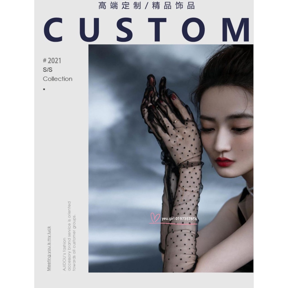 Dot Long Gloves Lace Mesh Transparent Loose Dress Touch Screen SM Props ...