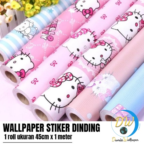 Hello Kitty Motif Wall Wallpaper Size 45cm X 90-100 cm - DUNIA ...