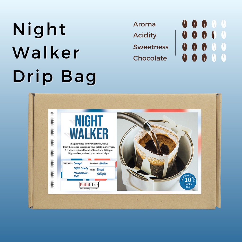 Millililitre Night Walker Drip Bag Coffee (12G X 6pkts/10pkts) | Shopee ...