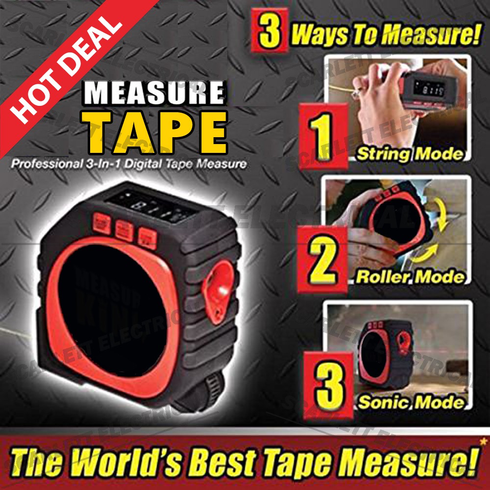 Measure Tape 3-in-1 Digital Tape Measure String, Sonic & Roller Mode ...