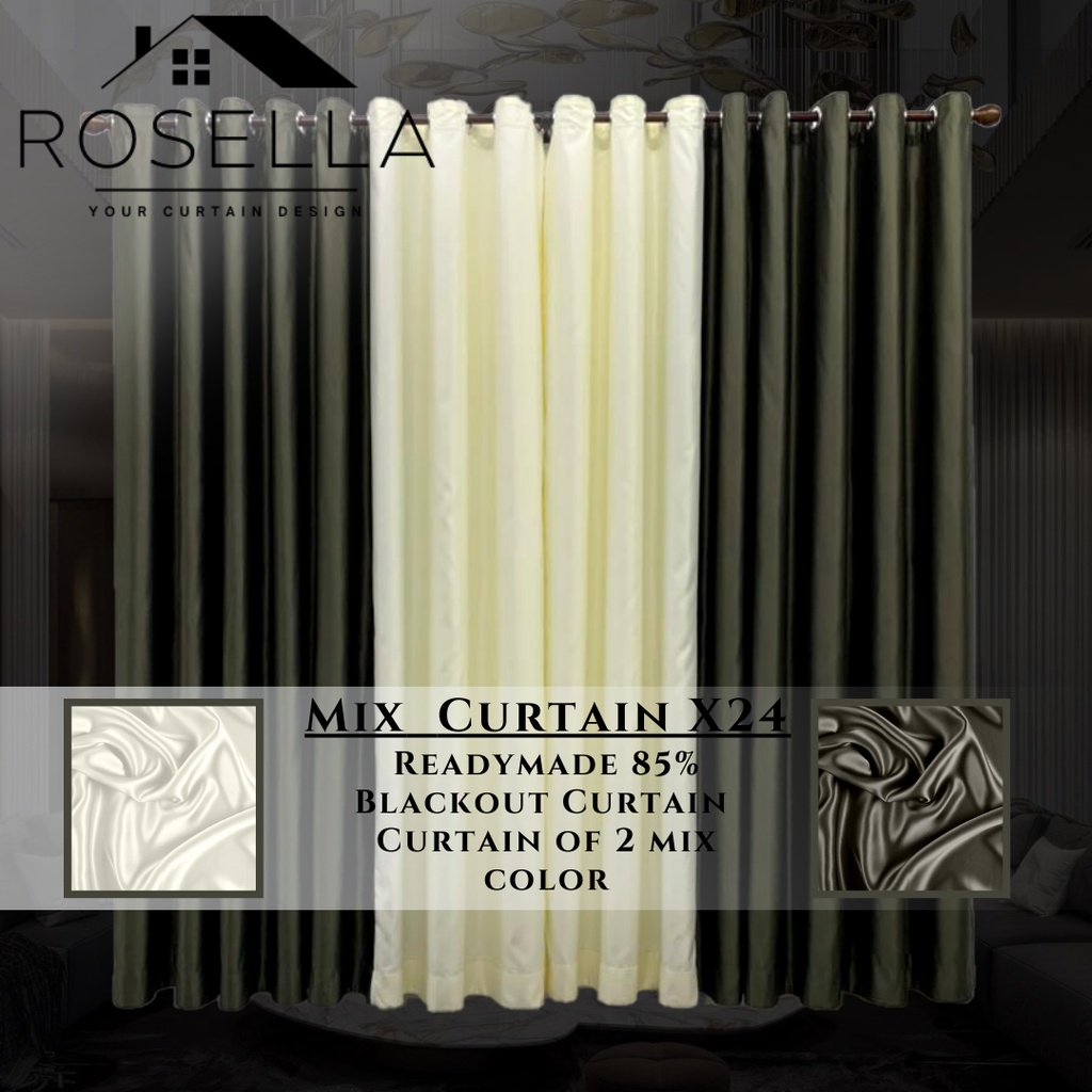 X24 - READYMADE CURTAIN! 85% BLACKOUT! LANGSIR RAYA MIX COLOUR Kain ...