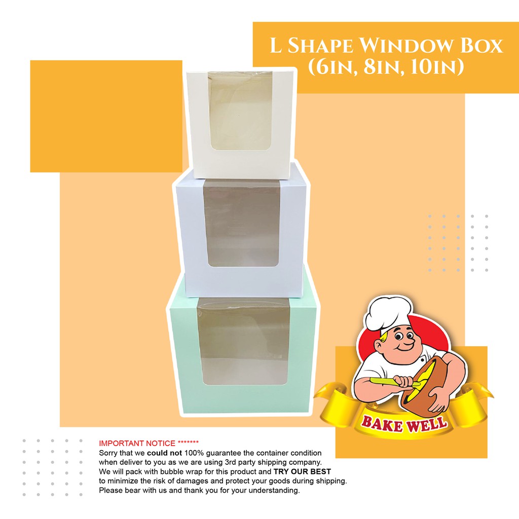 L Shape Window Box Folding Box, Tall Cake Box 1pcs | Shopee Malaysia