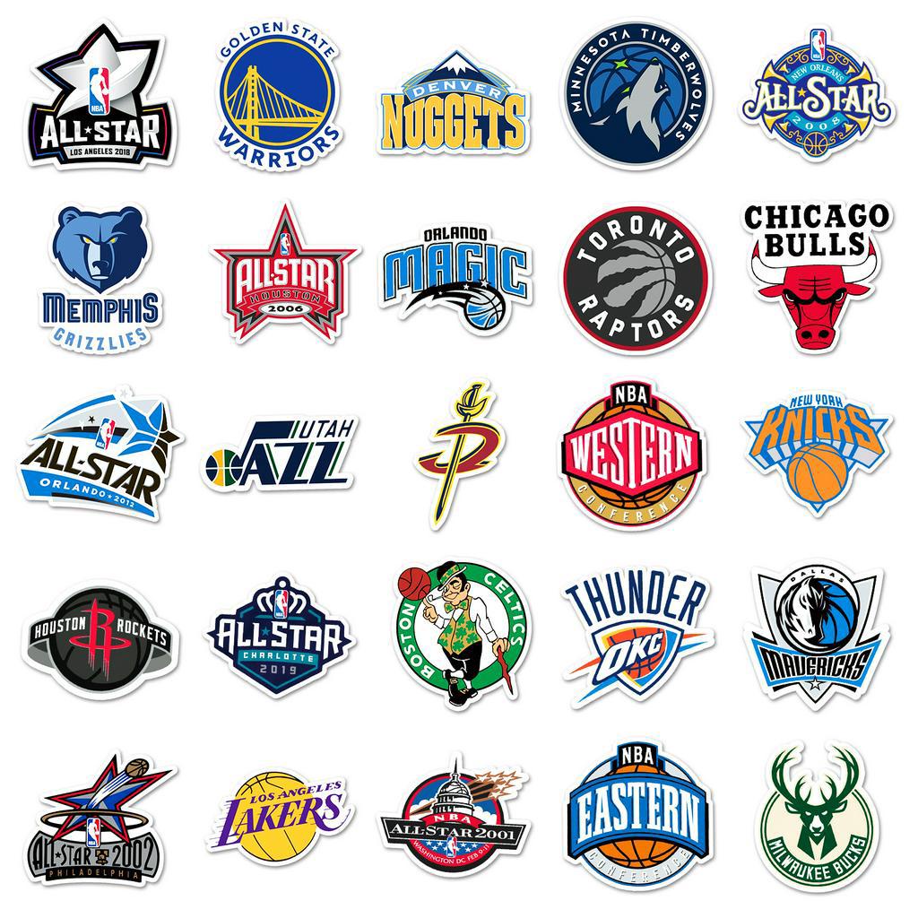 50 Piece Funny Basketball NBA Team Logo Stickers Waterproof DIY For ...