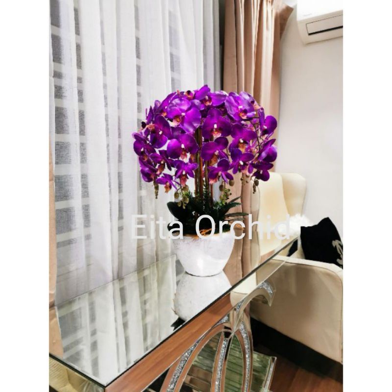 gubahan orkid latex 7 tangkai pasu ceramic orchid siap gubah keliling ...