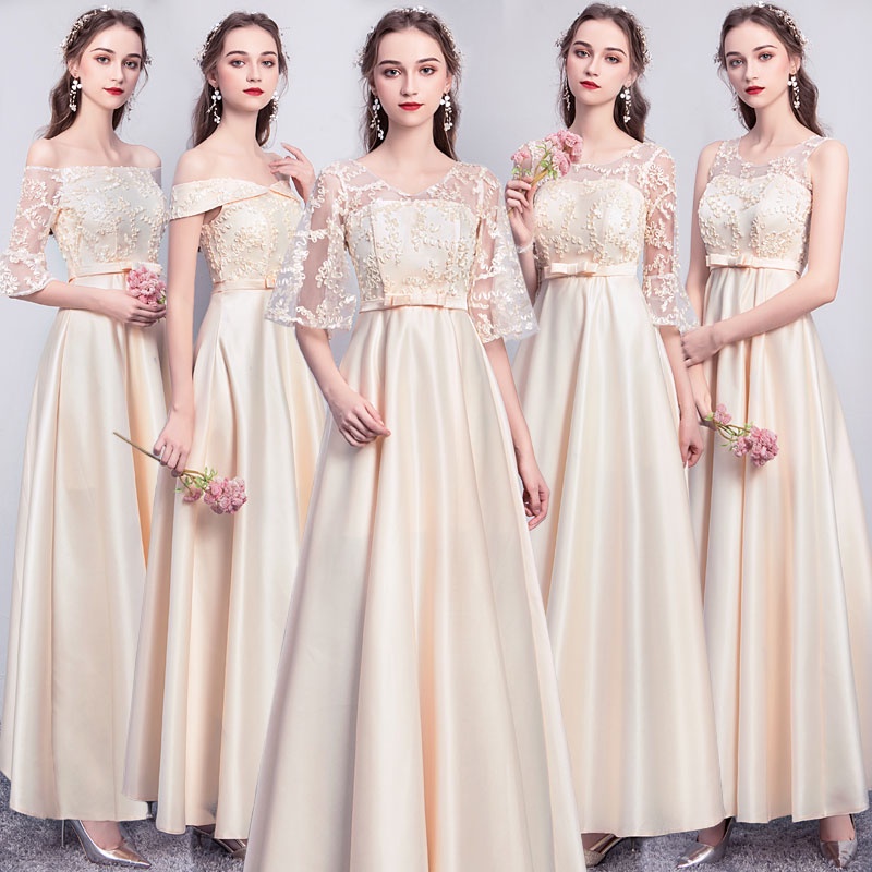 Bridesmaid Dress Temperament Long New Satin Sister Group Dress Dress ...