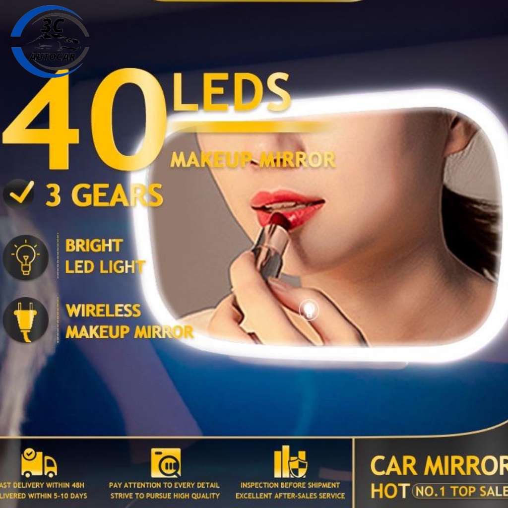 40 LED Vanity Mirror Car Makeup Mirror With Led Light Three-level ...