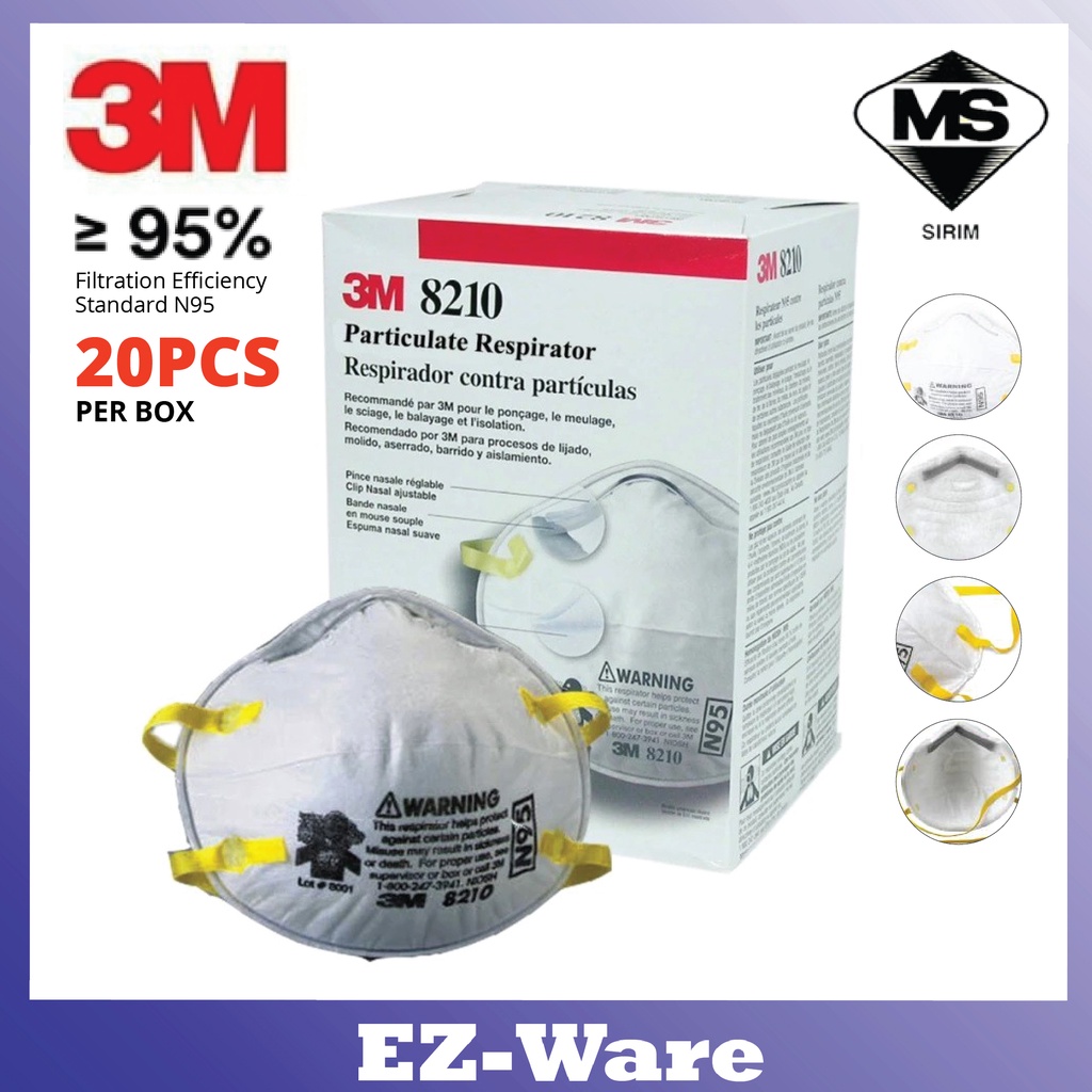 100% ORIGINAL AUTHENTIC 3M 8210 N95 Particulate Respirator Head Loop ...