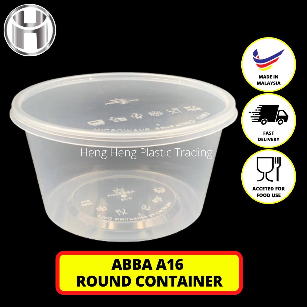 A16 Round Container with Lid ( 50sets± ) 500ml / 16oz - ABBA ware A16 ...
