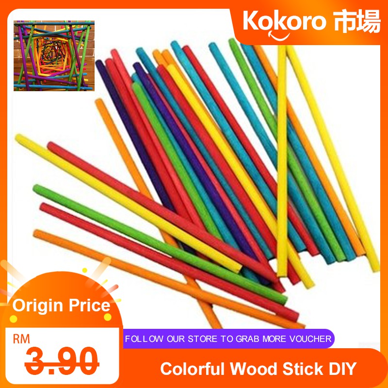 Kokoro - 20pcs Hand Craft Colorful Wood Stick DIY Handmade Craft Ice ...