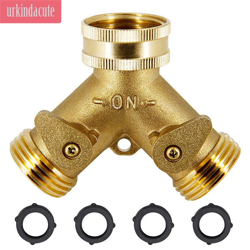 UC 3/4 Inch Hose Pipe Splitter Brass Double Pass Ball Valve Splitter ...