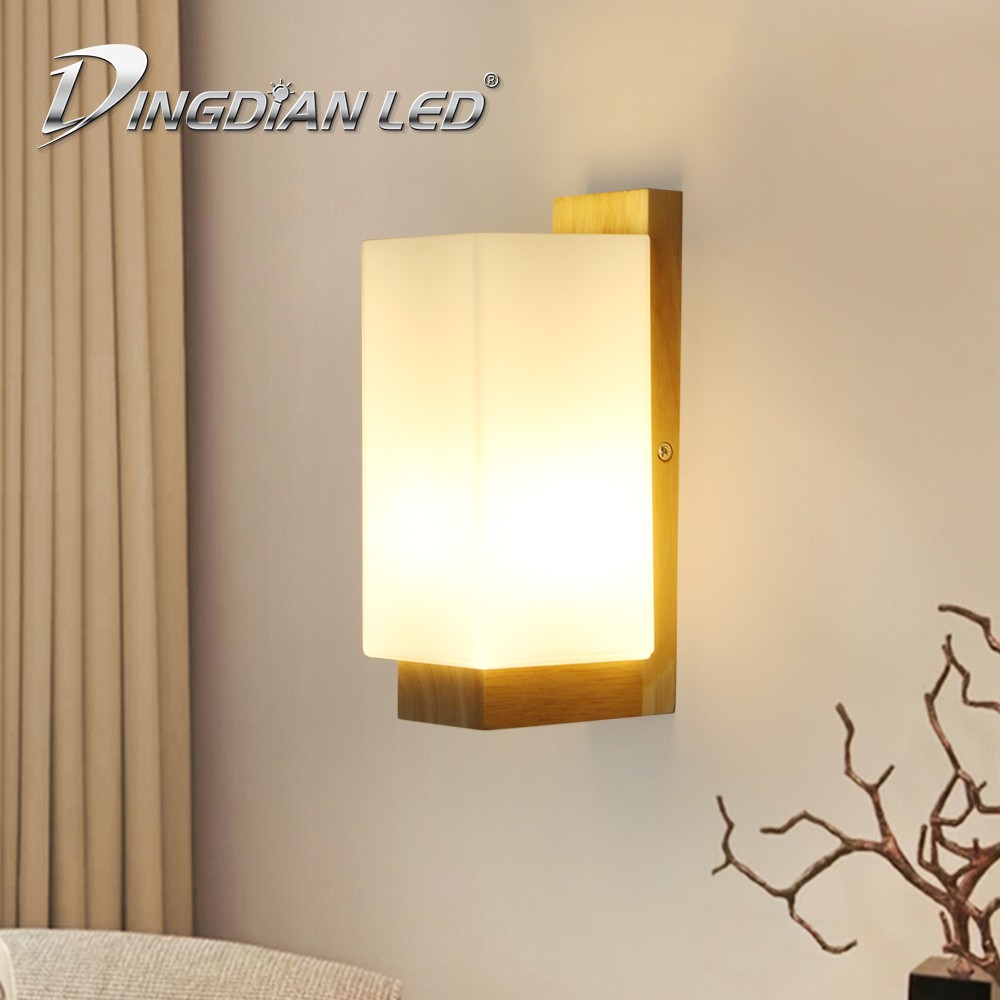 Dingdian LED Wall Lamps E27 Bedroom Bedside Solid Wood LED Wall Lights ...