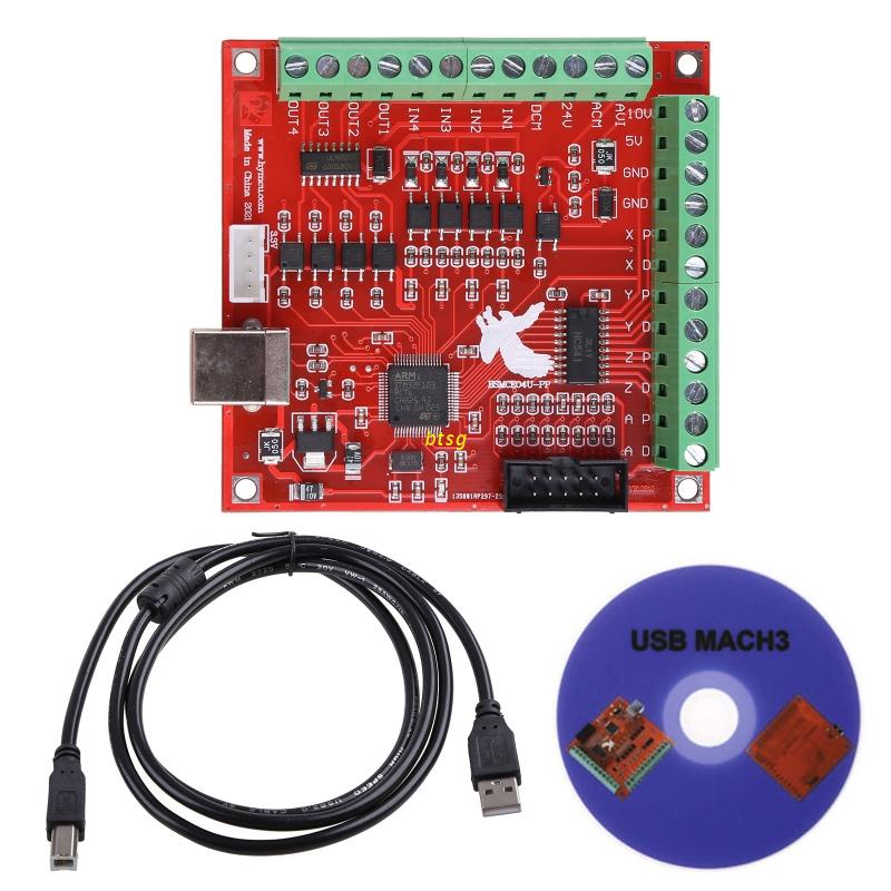 btsg Mach3 USB Interface Board CNC Controller 4 Axis Interface Motion Controller Breakout Board ...