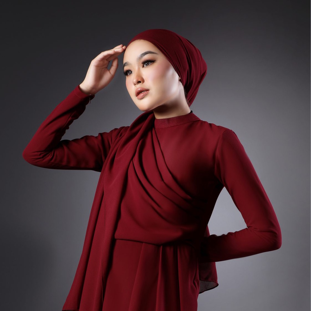 STOK TERSEDIA Selendang Shawl Chiffon Maroon | Shawl Merah Hati | Basic ...